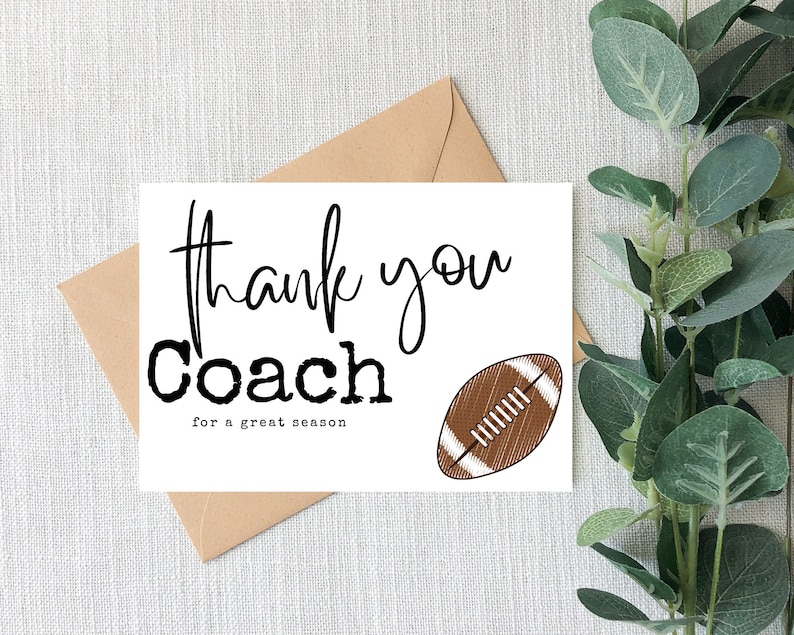 Football Thank You Coach, Printable Card for Coach, Digital Download ...