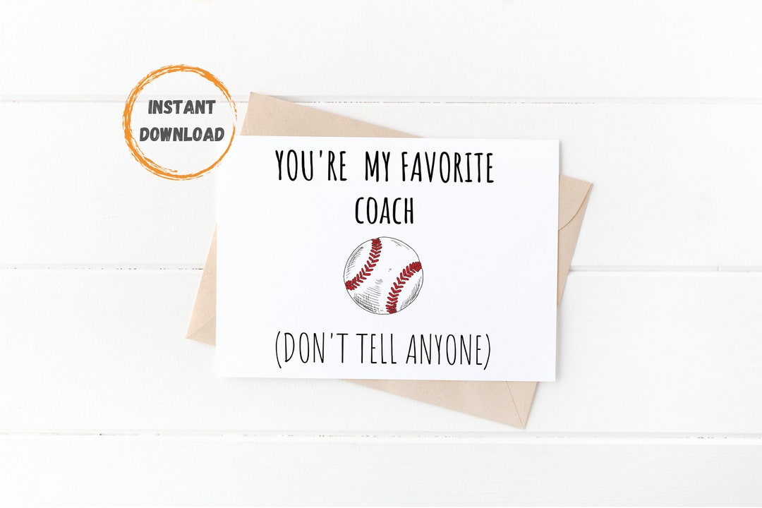 Baseball Coach Card Printable Card Digital Download - Etsy