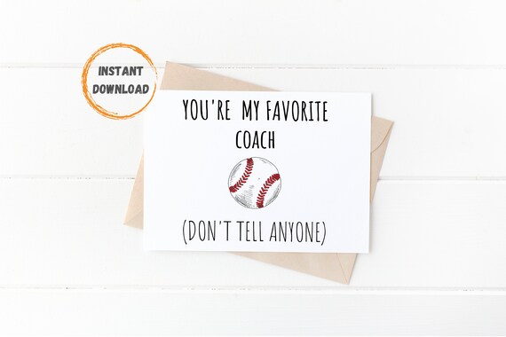 Baseball Coach Card Printable Card Digital Download - Etsy