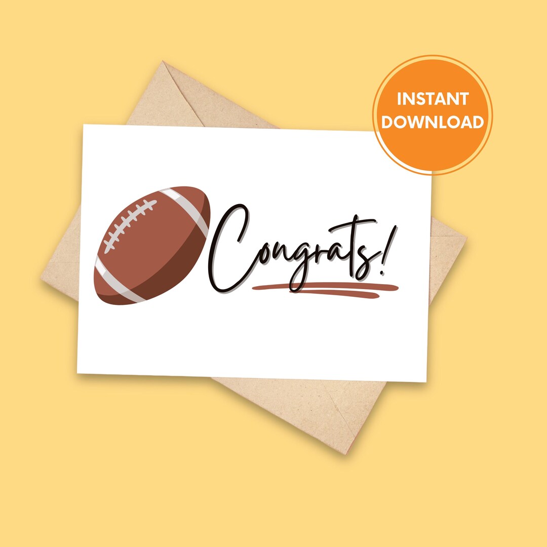Football Congrats Card Printable, Sports Graduation Card, Instant ...