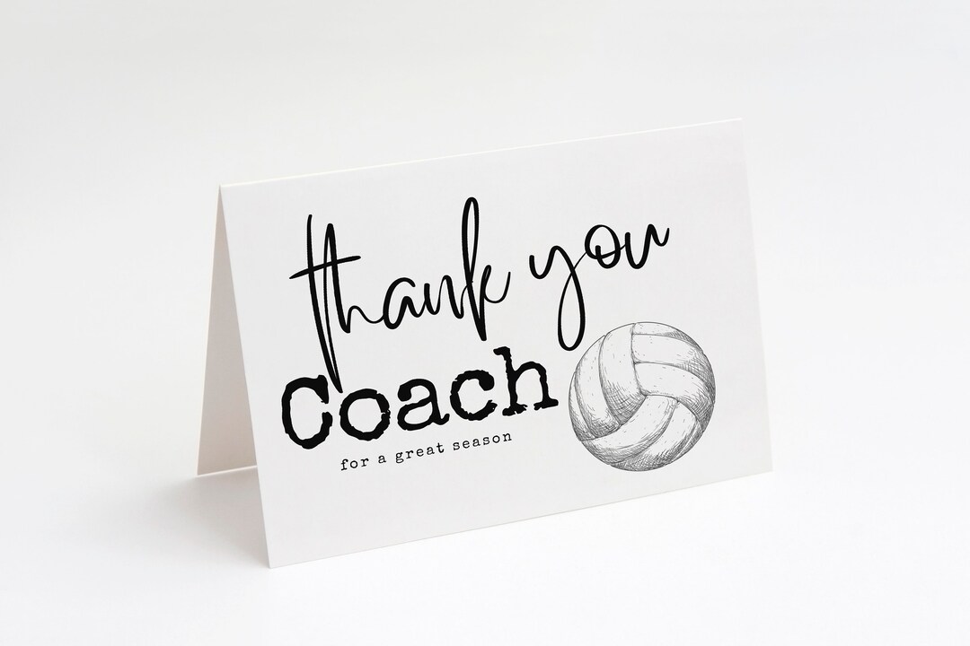 Volleyball Coach Printable Card, Thank You Card, Digital Download ...