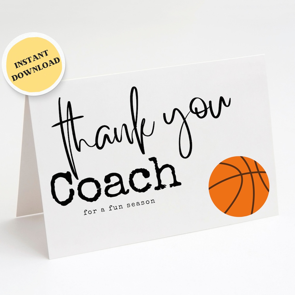Thank You Basketball Coach Card Coach Gift Digital Download - Etsy