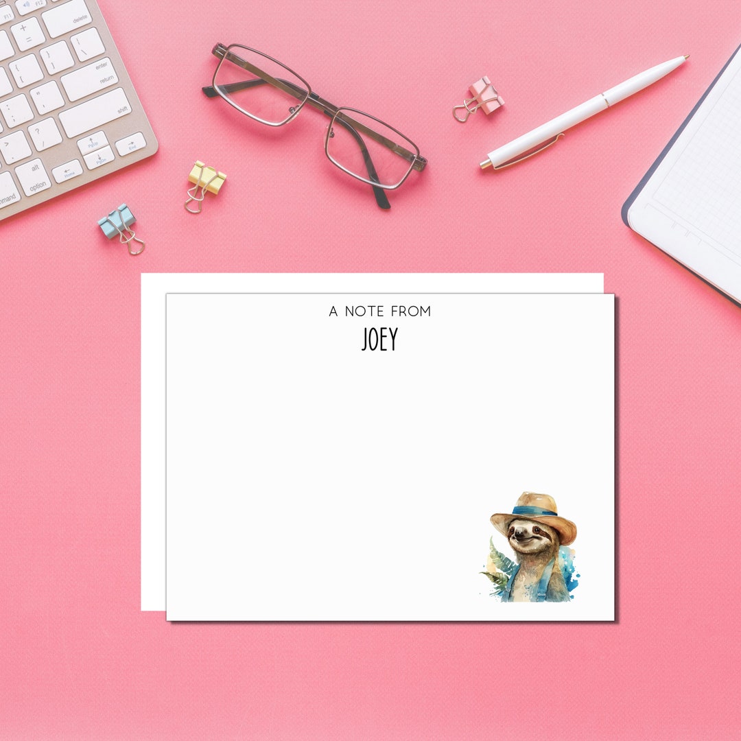 Sloth Stationary, Personalized Stationary, Sloth Gift, Sloth Note Cards ...