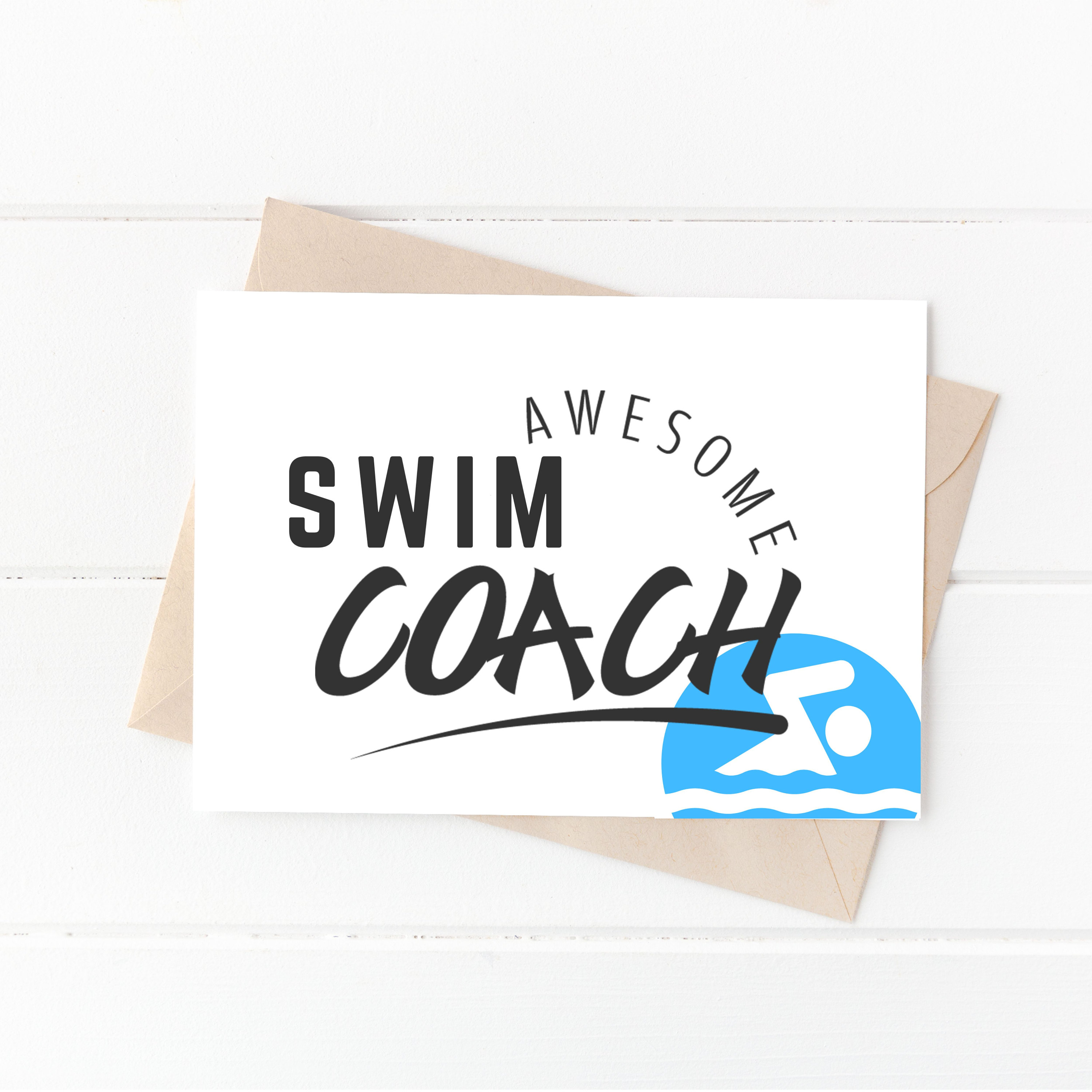 Swim Coach Card, Printable Card, Swimming Coach Gift, Thank You, End of ...