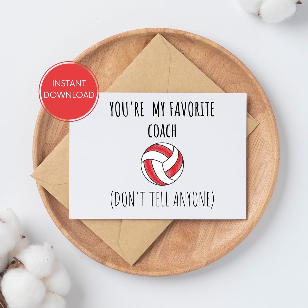 Printable Volleyball Coach Card, My Favorite Coach Card, Instant ...