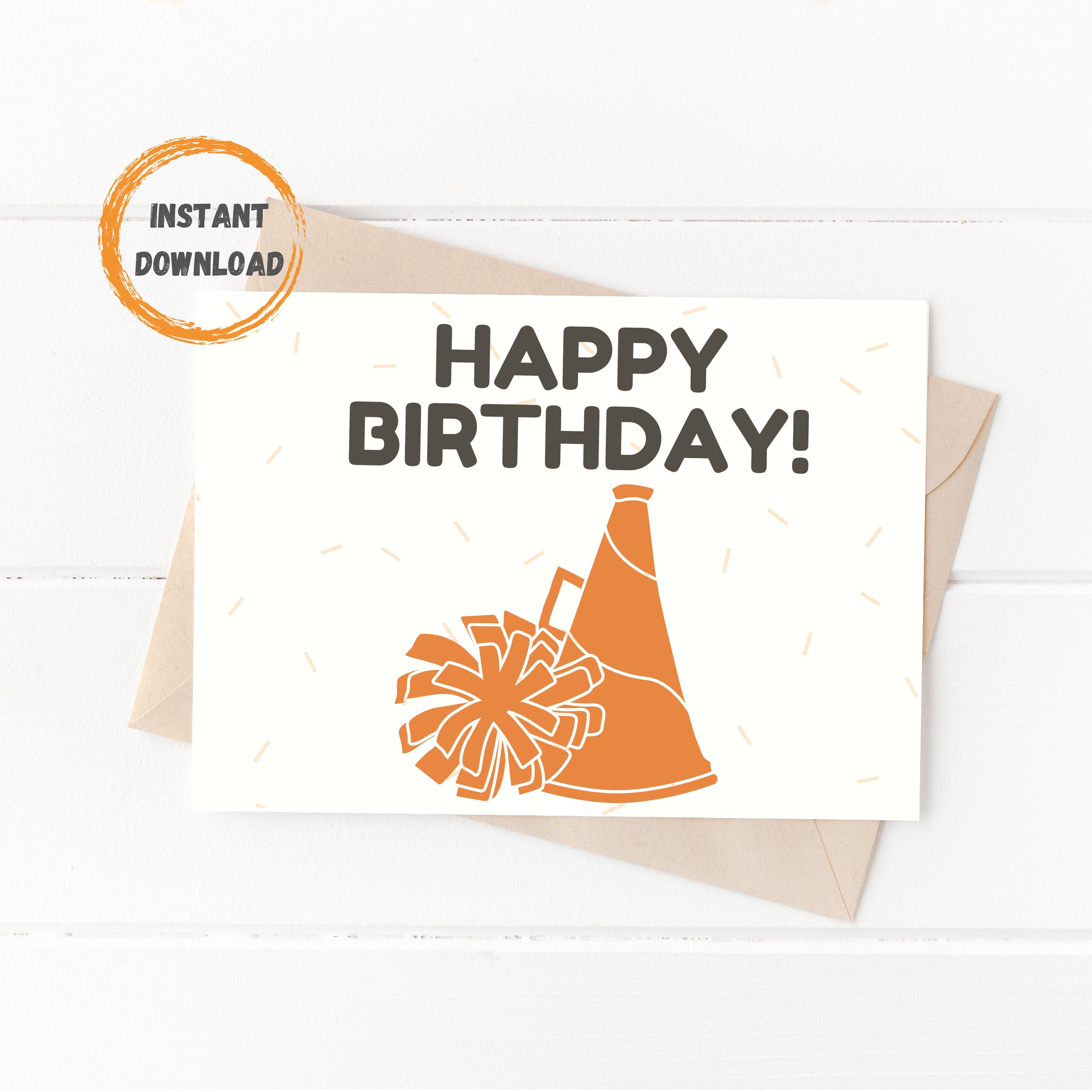 Cheer Birthday Card Printable Card Digital Download 5x7 PDF - Etsy
