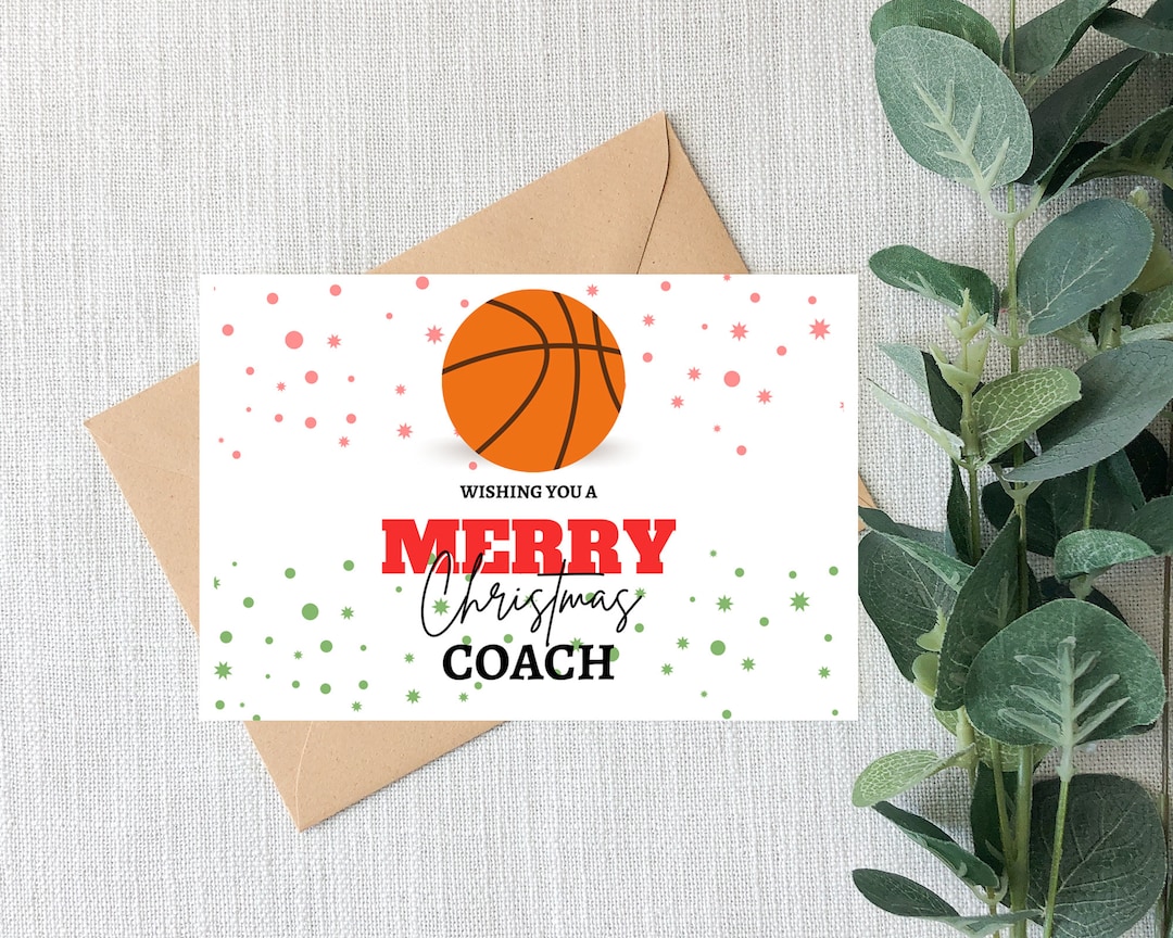 Basketball Christmas Card, Printable Card, Digital Download, Basketball ...