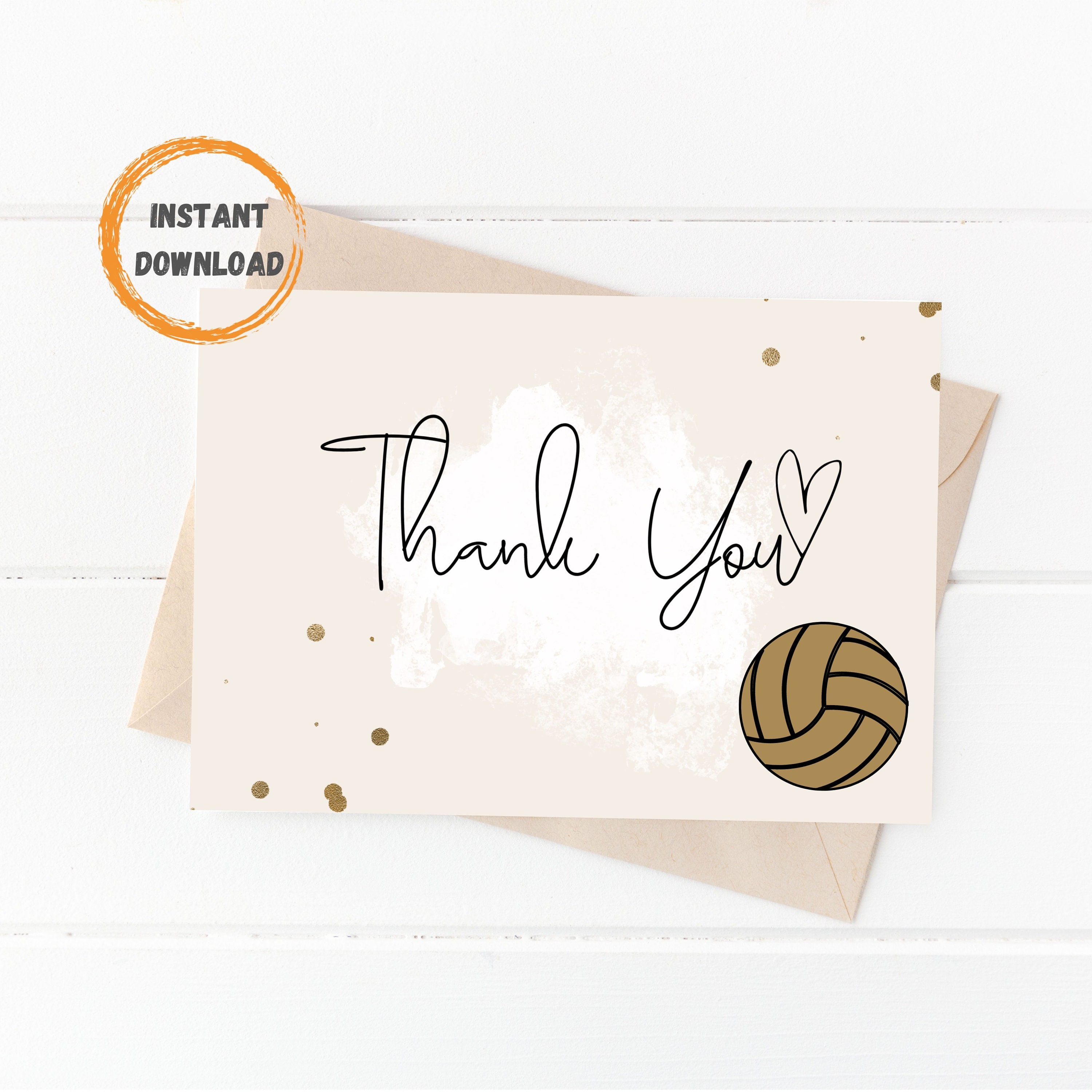 Volleyball Thank You Card, Printable Card, Digital Download, 5x7 ...