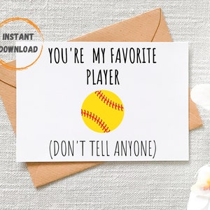 Softball Card, Printable Card, Game Day, Good Luck, Softball Birthday ...