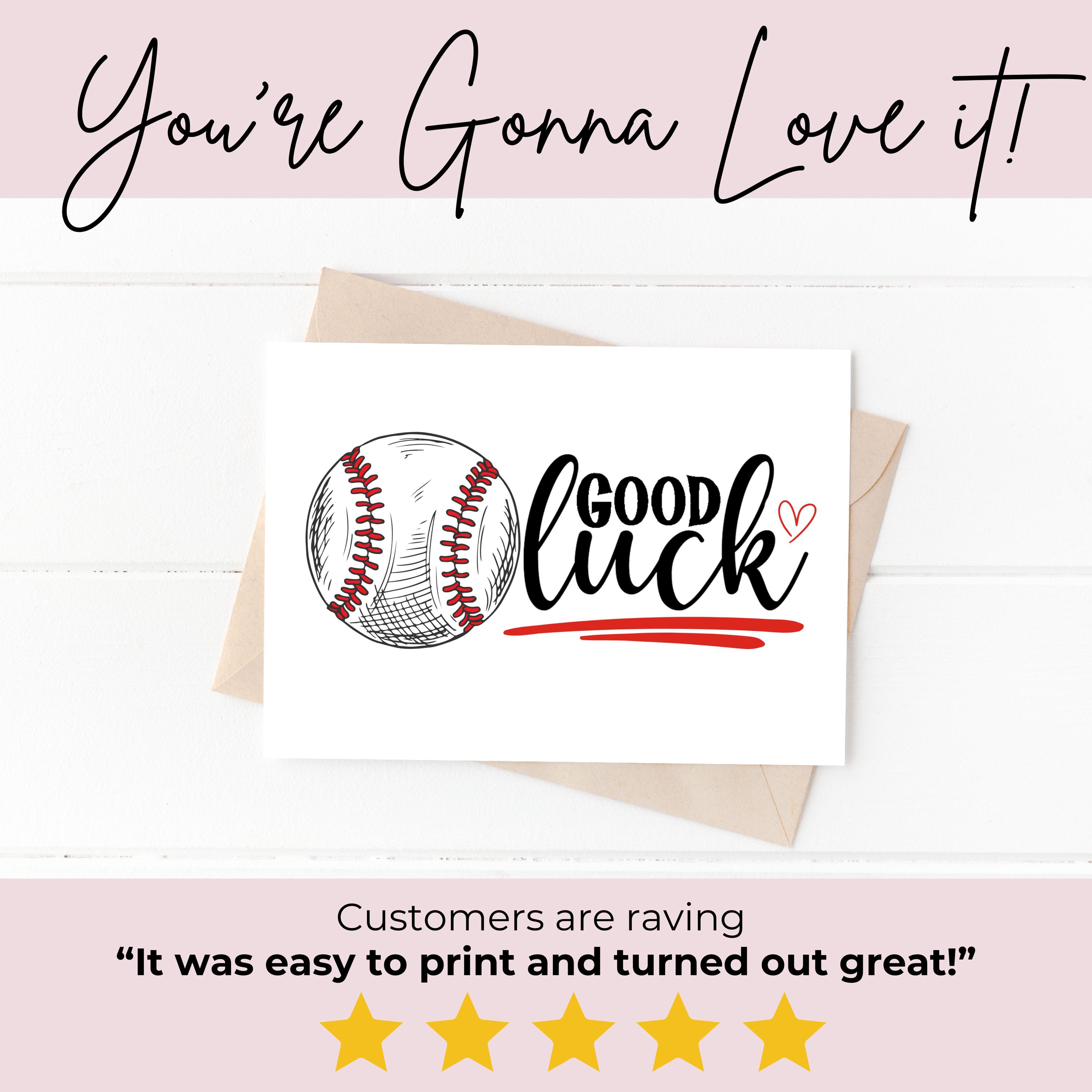Baseball Good Luck Card, Printable Baseball Card, Team Gift, Sports ...