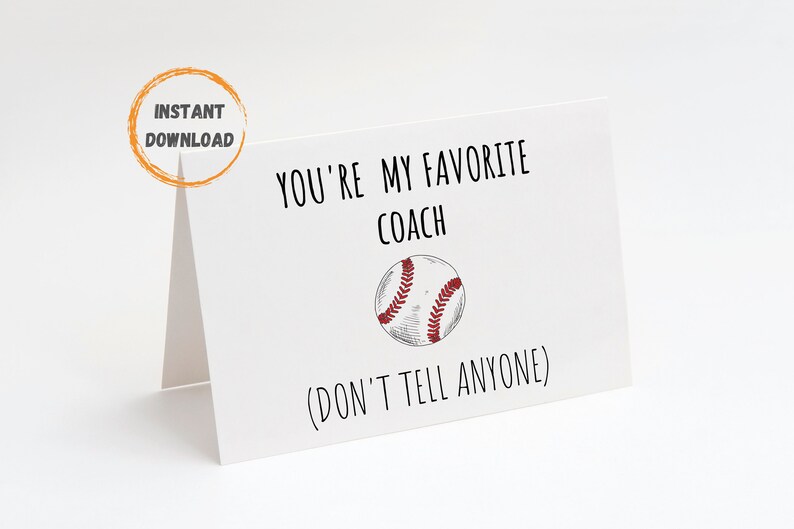 Baseball Coach Card Printable Card Digital Download - Etsy