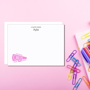 Cheer Note Card, Cheerleader Stationery, Personalized Cheer Stationary ...