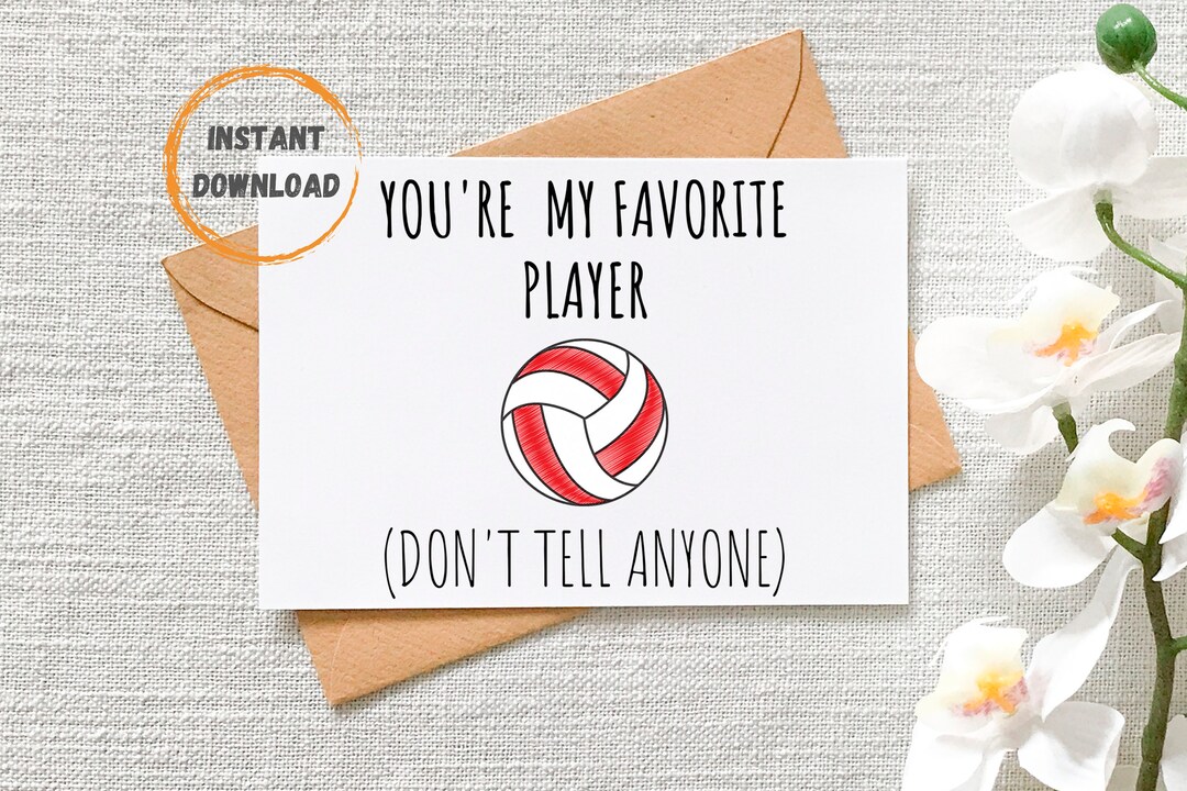 Funny Volleyball Card, Printable Card, Game Day, Good Luck, Volleyball ...