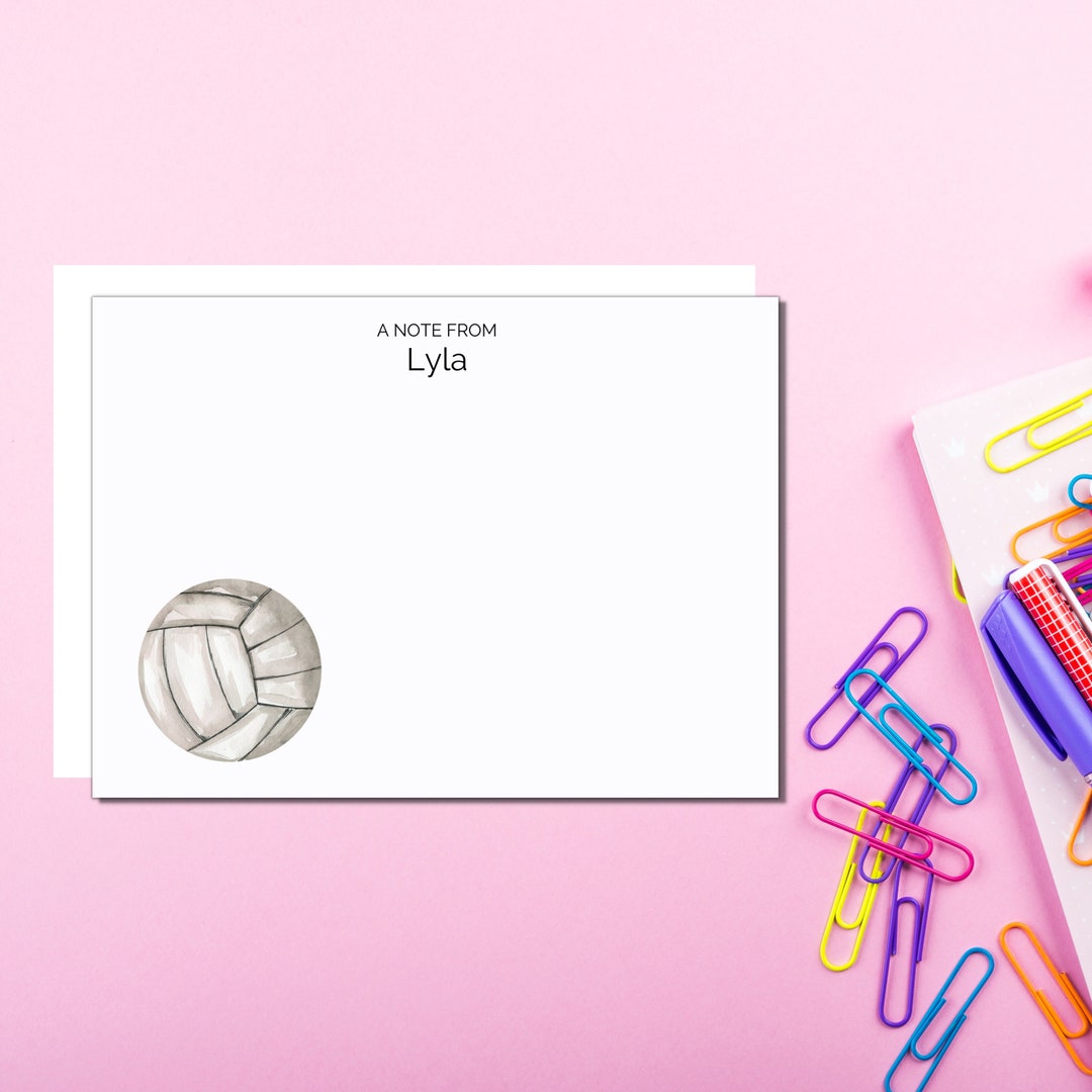 Volleyball Note Cards, Personalized Stationery, Gift for Player ...