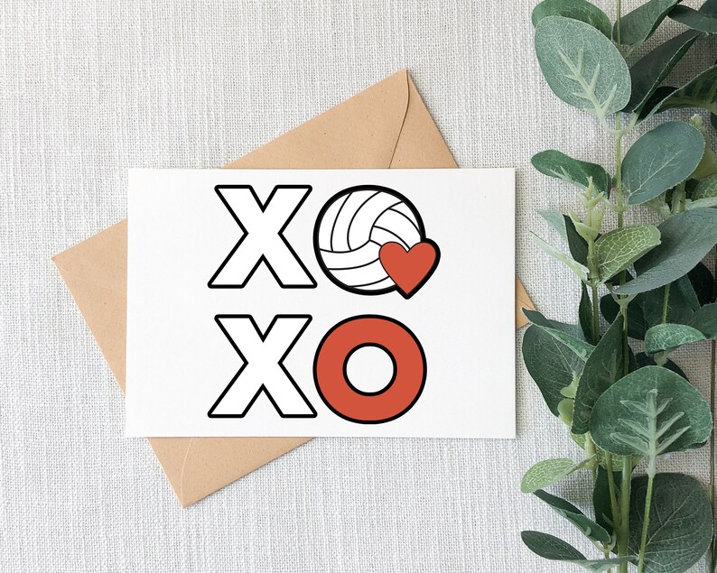 Volleyball Valentines Card, Printable Note Card, Digital Download ...