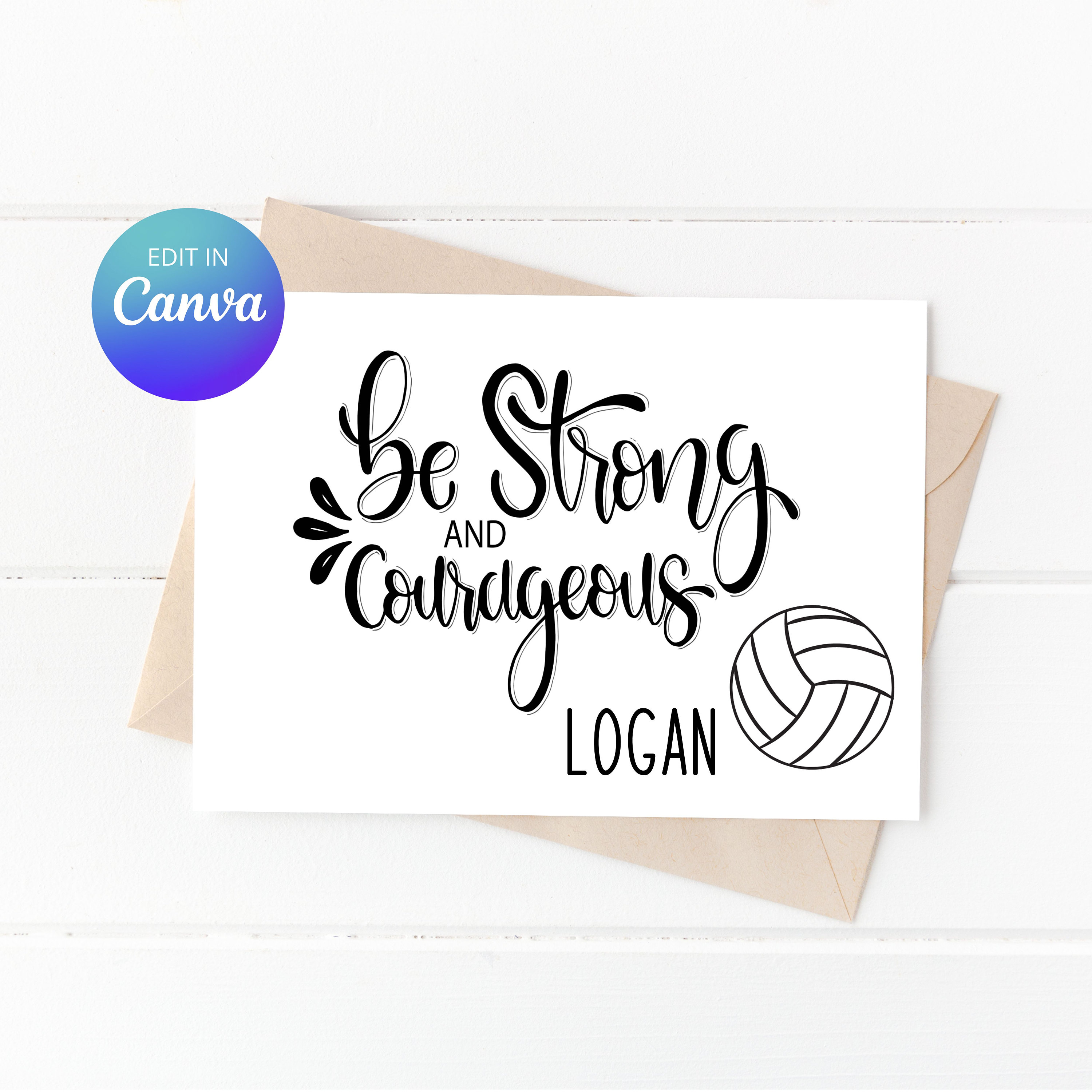 Printable Volleyball Card, Editable Greeting Card, Note Card, Coach ...