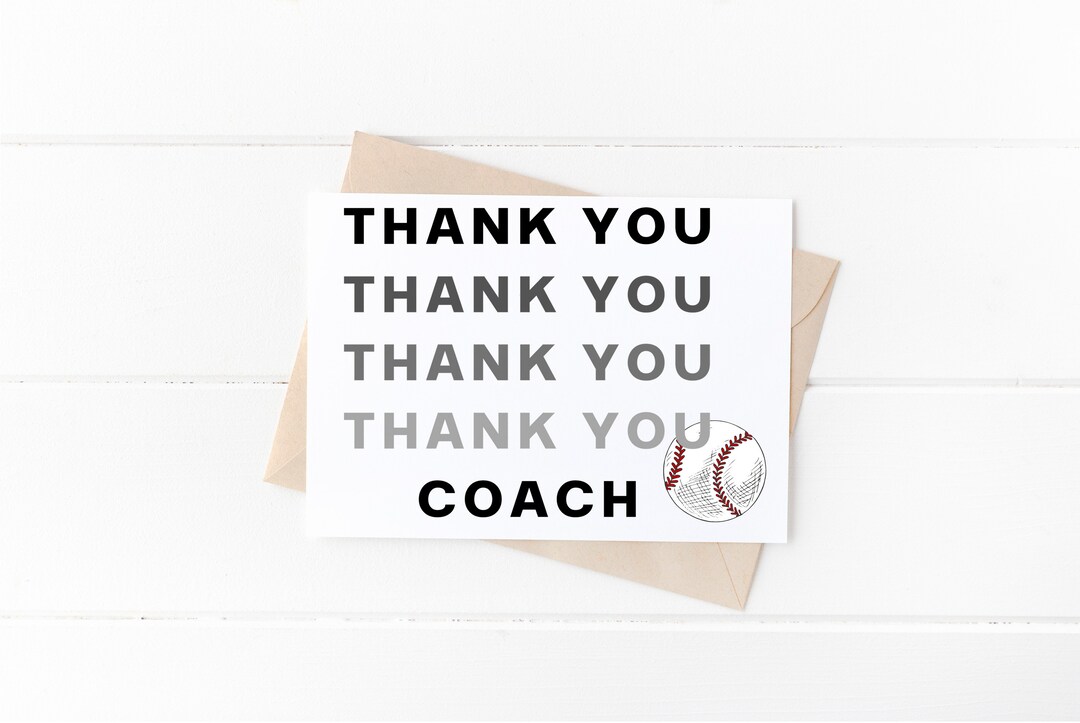 Baseball Coach Thank You Card, Printable Thank You Card, Baseball Coach ...