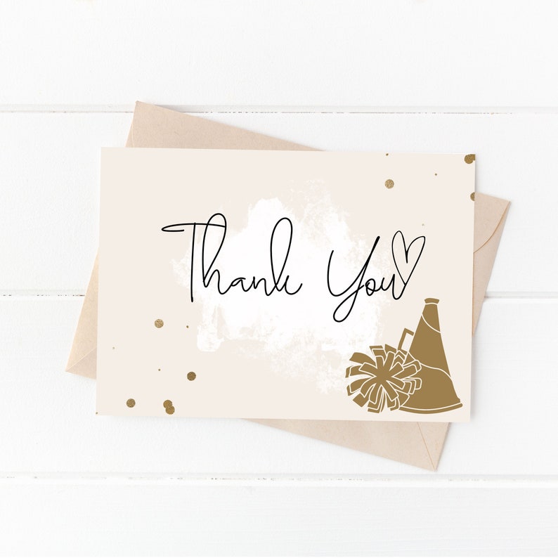 Cheerleader Thank You Card, Printable Card, Digital Download, 5x7 PDF ...