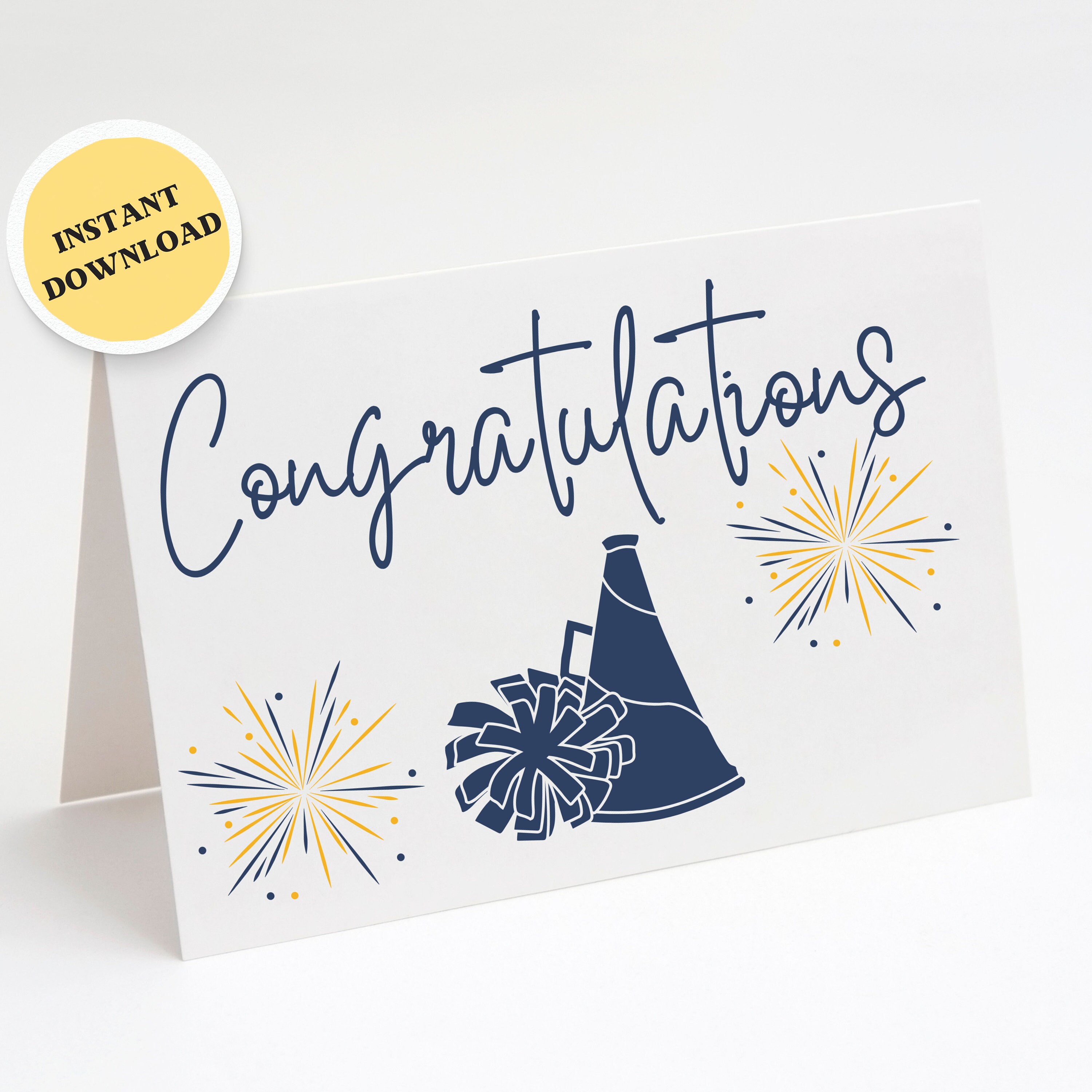 Cheerleader Congratulations Card, Printable Card, Digital Download, 5x7 ...