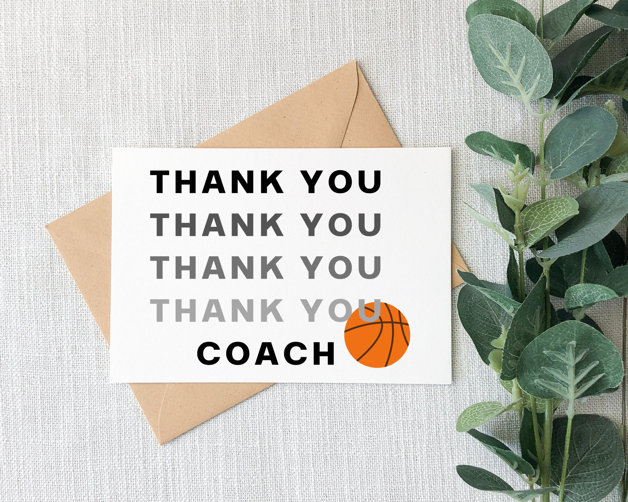 Basketball Thank You Card, Printable Thank You Coach Card, Basketball ...