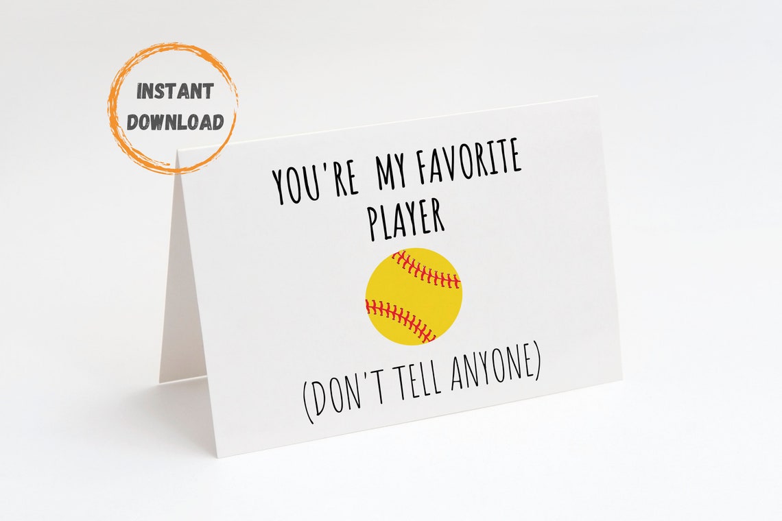 Softball Card, Printable Card, Game Day, Good Luck, Softball Birthday ...