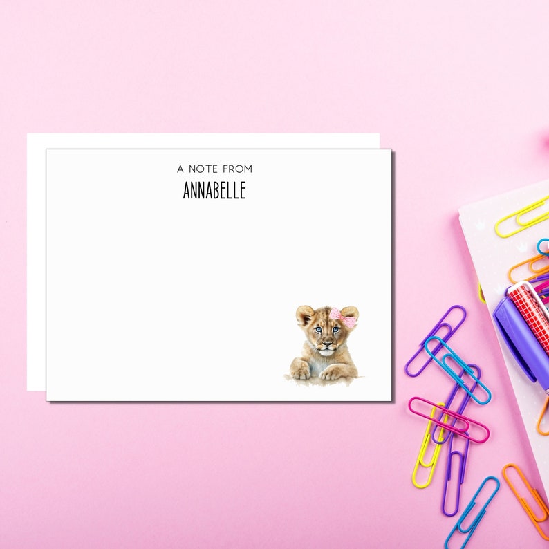 Girls Note Cards, Personalized Stationery, Customized Kids Stationary ...