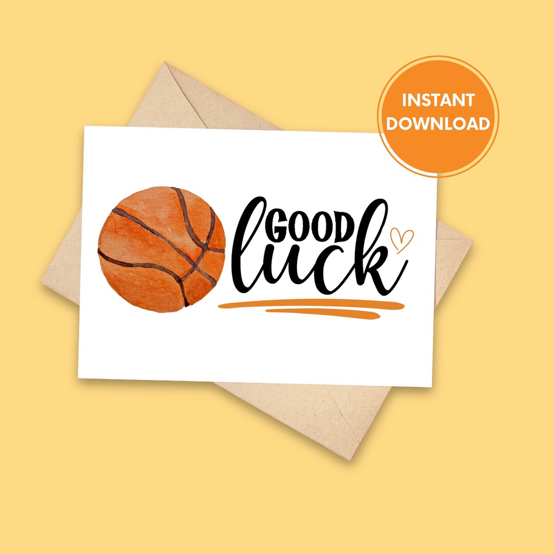Basketball Good Luck Card, Printable Basketball Card, Team Gift, Sports ...