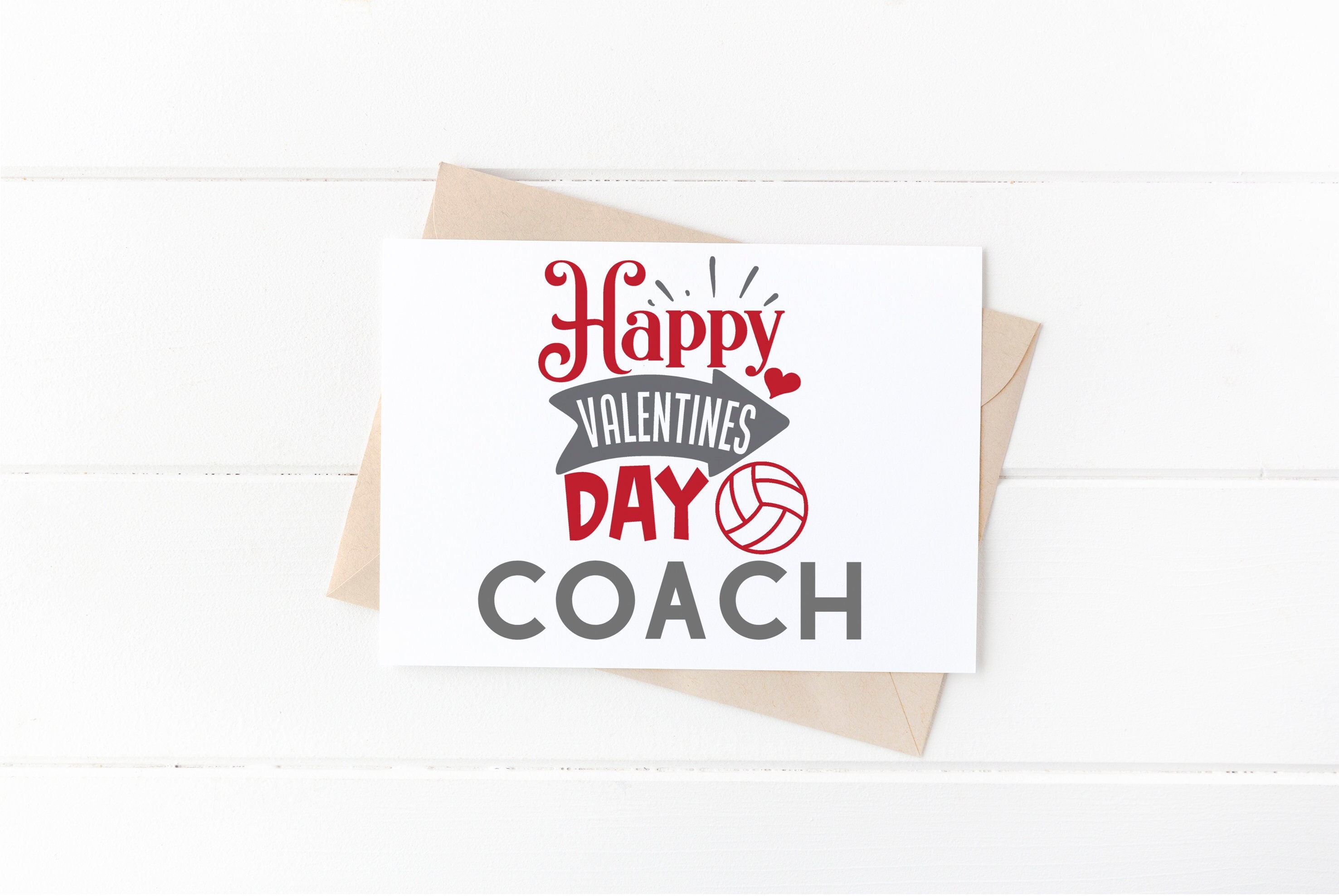 Volleyball Valentine Card, Printable Volleyball Coach Card, Digital ...