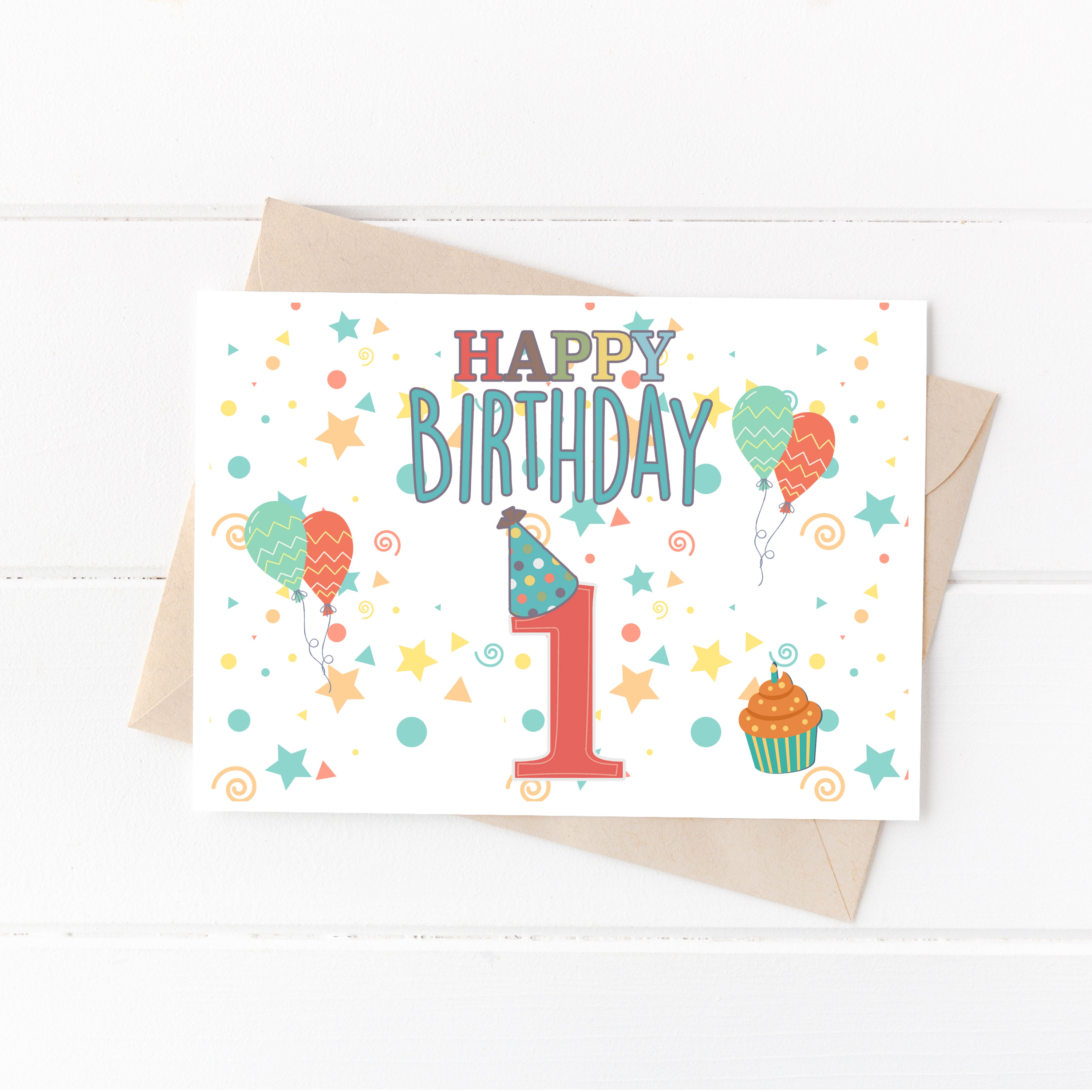 Happy Birthday Card 1st Birthday Printable Card One Year - Etsy