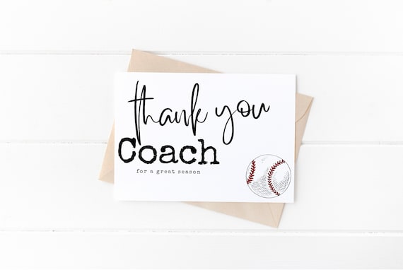 Baseball Thank You Coach Printable Card for Coach Digital | Etsy