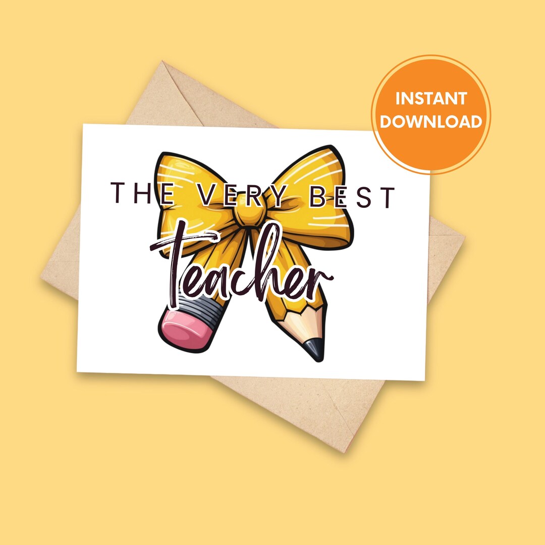 Teacher Card Printable, Teacher Appreciation Note Card, Digital ...