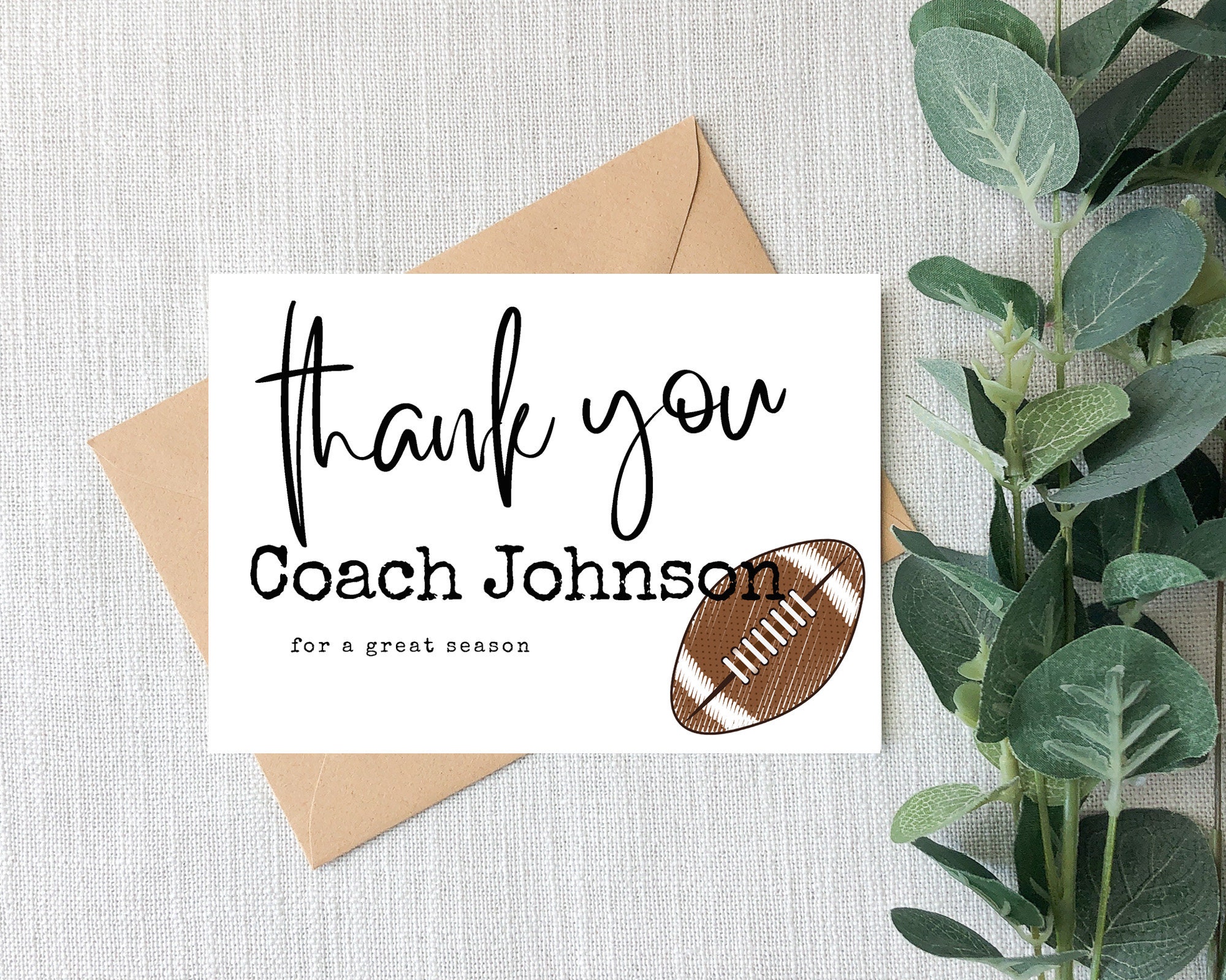 Football Coach Card, Thank You Coach, Editable Card, Printable Card ...