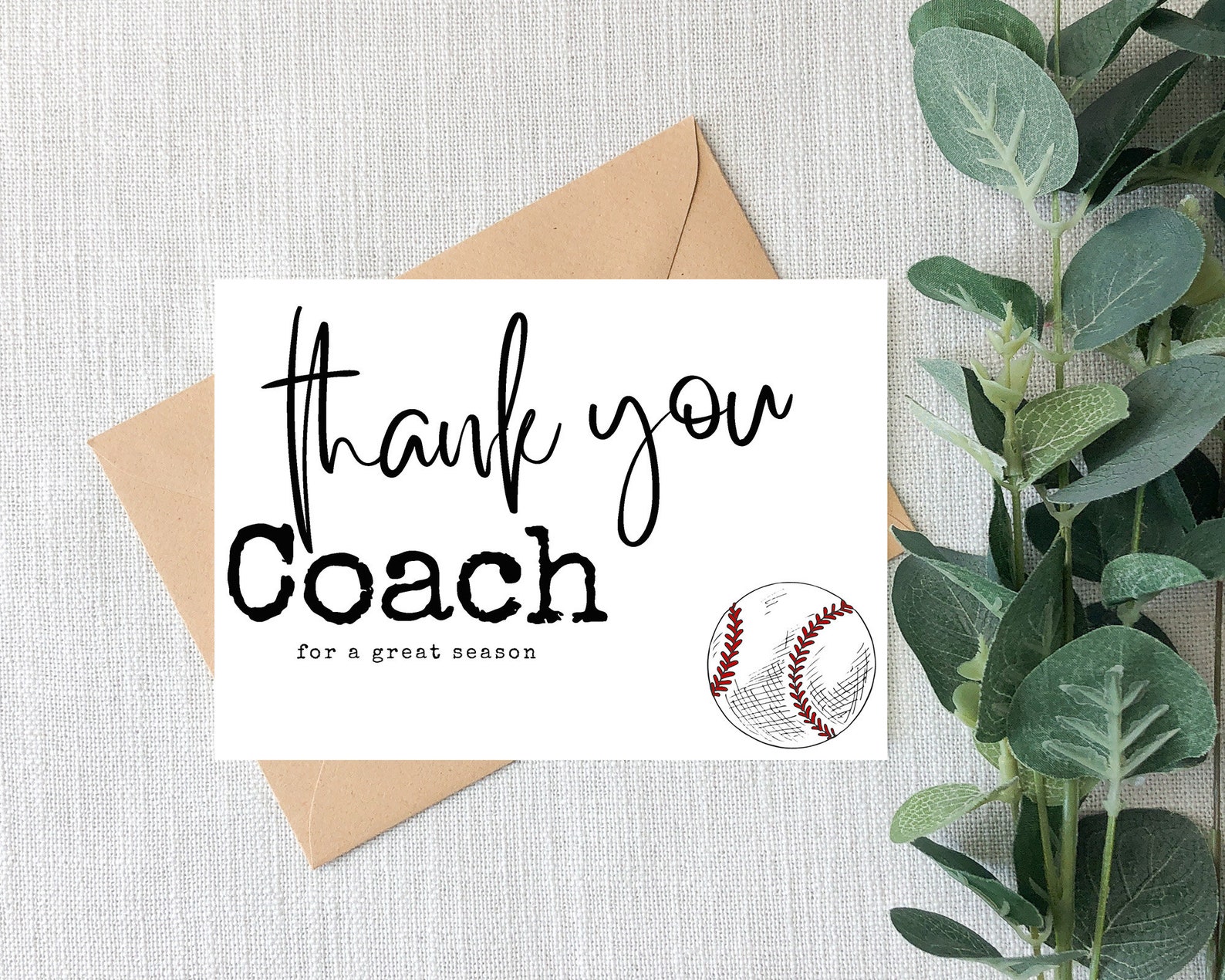Baseball Thank You Coach Printable Card for Coach Digital | Etsy