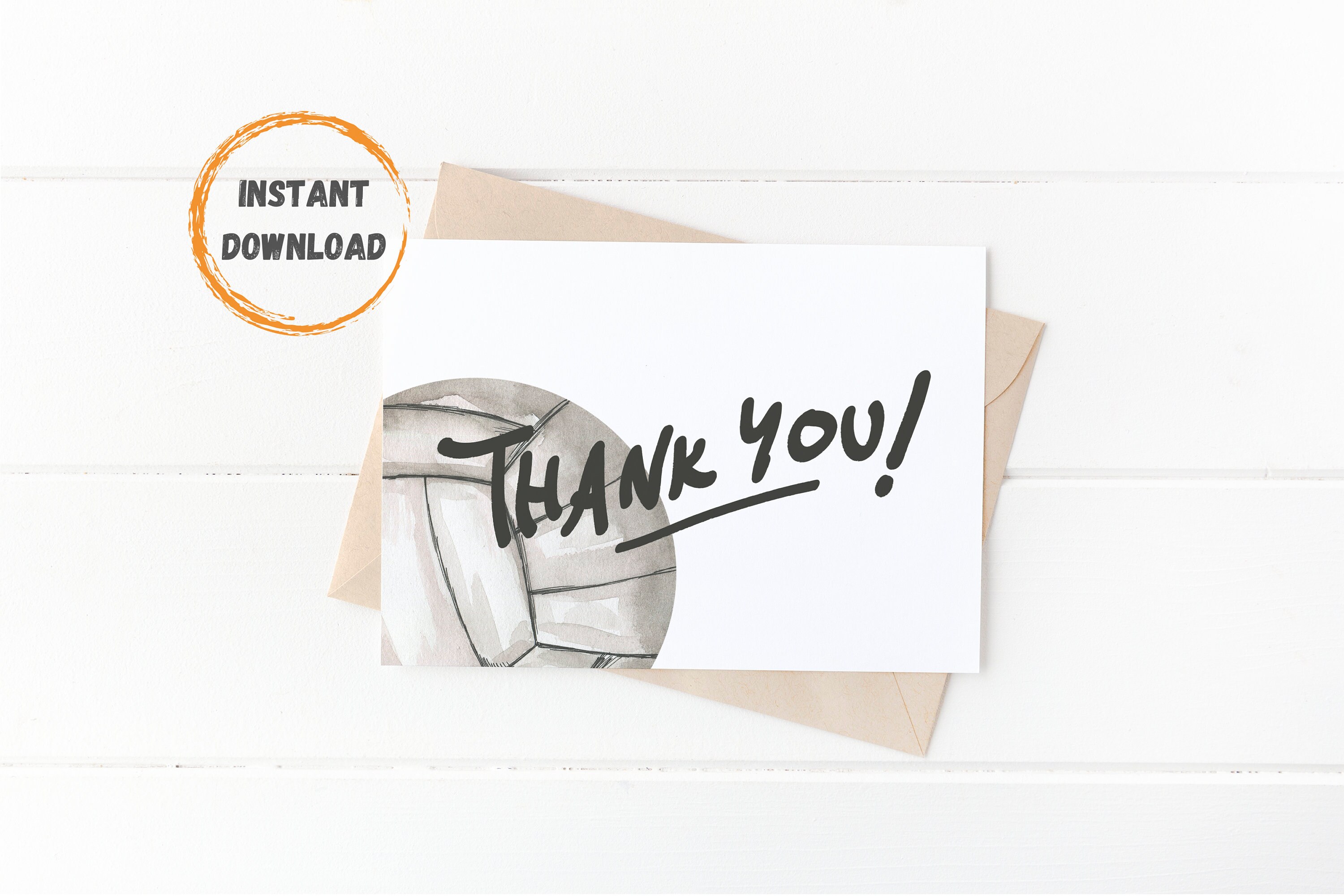 Volleyball Note Card, Printable Card, Thank You, Digital Download ...