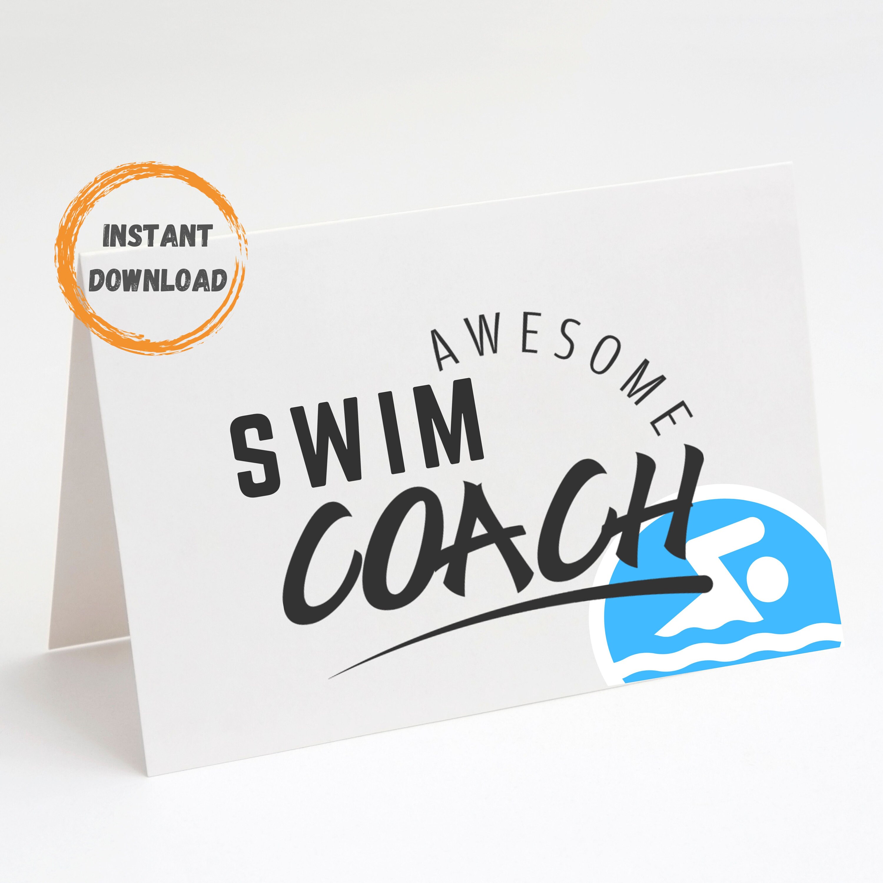 Swim Coach Card, Printable Card, Swimming Coach Gift, Thank You, End of ...