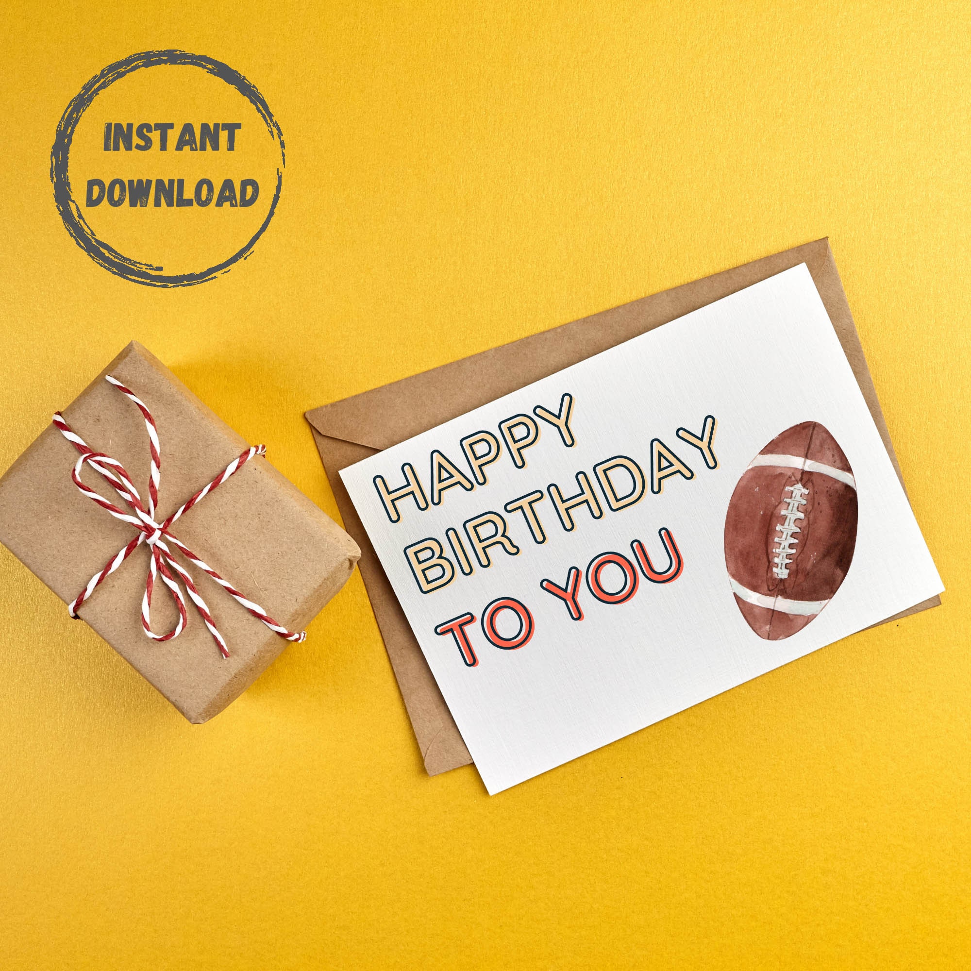Printable Birthday Card, Football Birthday Card, Digital Download, 5x7 ...