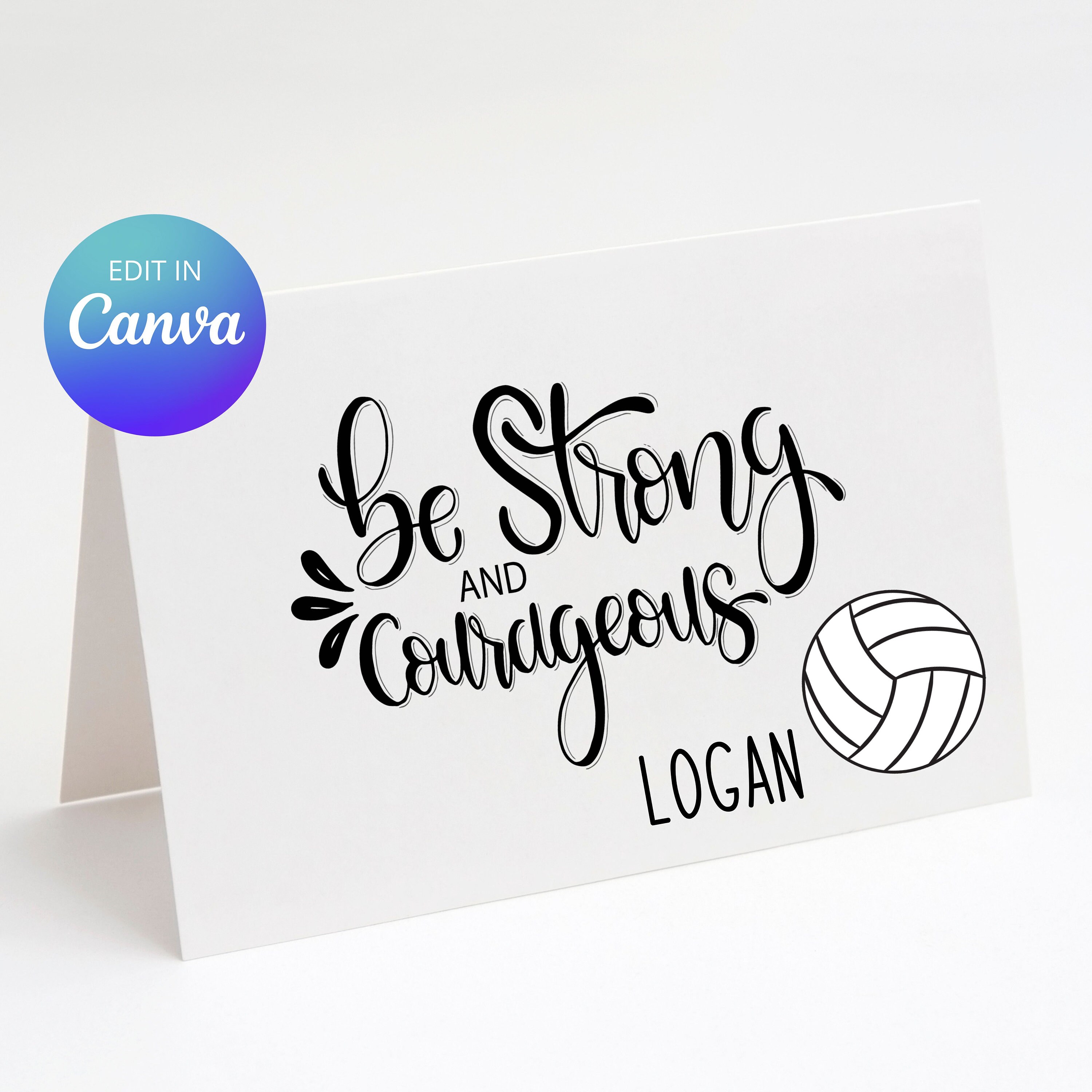 Printable Volleyball Card, Editable Greeting Card, Note Card, Coach ...