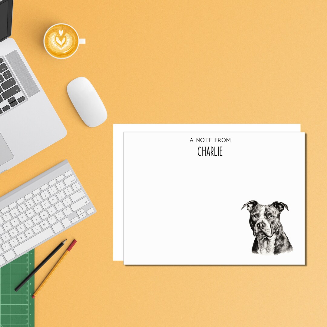 Pitbull Stationary, Personalized Stationery, Custom Dog Note Cards ...
