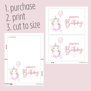 Unicorn Birthday Card, Printable Happy Birthday Card, Digital Download ...