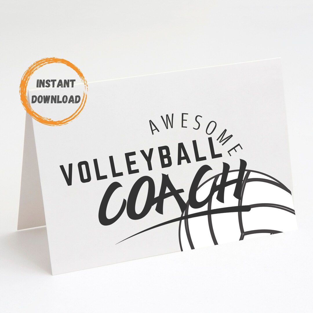 Volleyball Coach Card, Printable Coaches Card, Digital Download, Thank ...