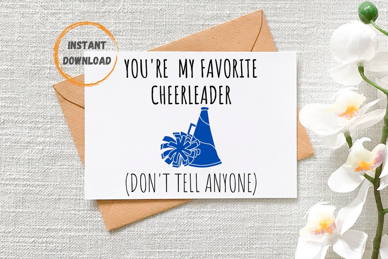 Cheer Card, Printable Blank Card, Game Day, Good Luck, Cheerleader ...