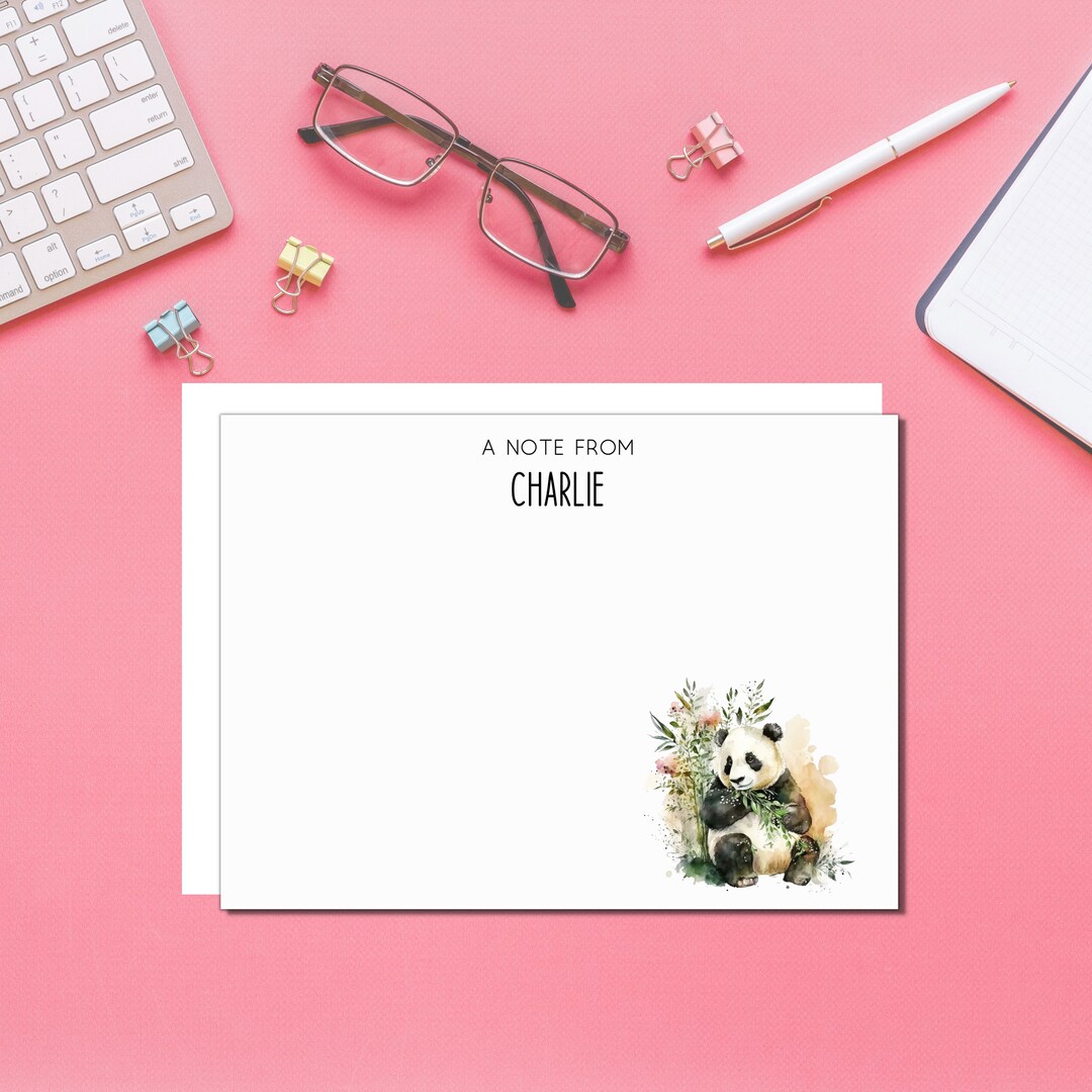 Panda Stationary, Personalized Stationary, Customized Note Cards, Cute ...