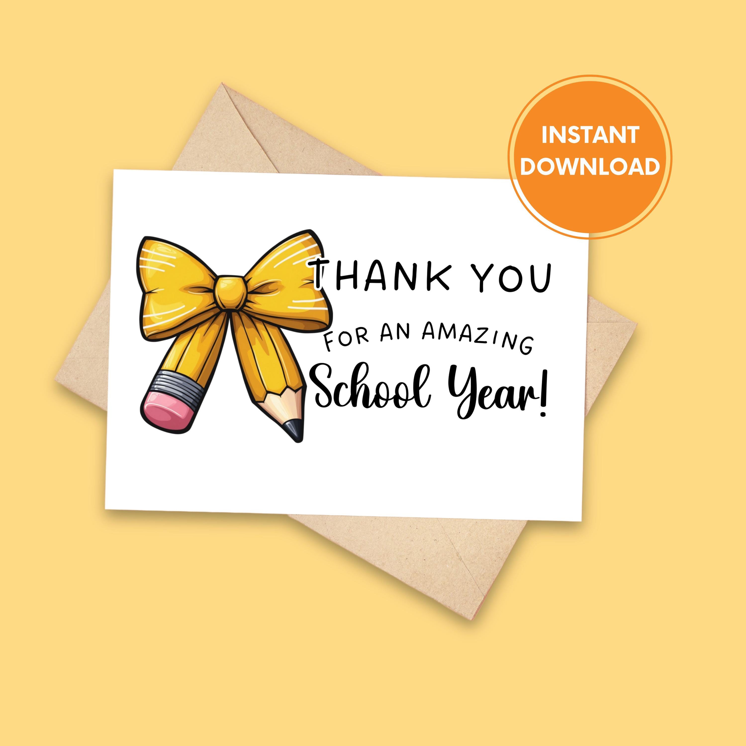 Thank You for an Amazing School Year, Printable Teacher Card, Digital ...