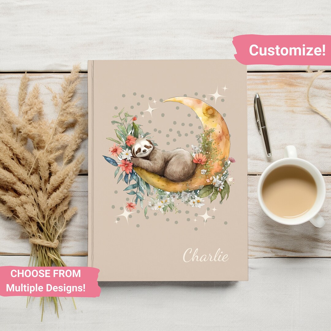 Sloth Notebook, Cute Sloth Journal, Personalized Journal, Custom ...