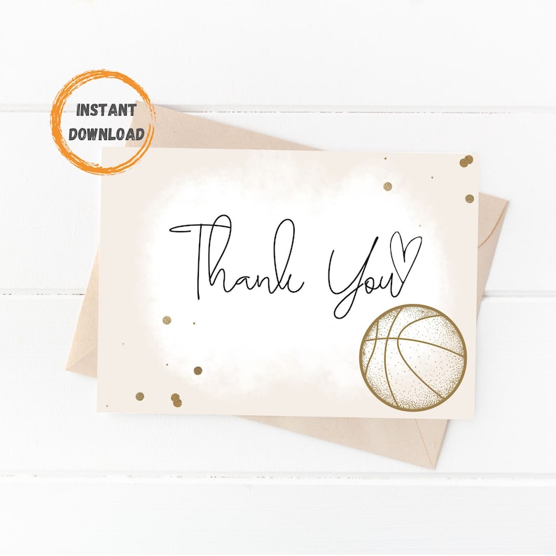 Basketball Thank You Card Printable Card for Coach Digital - Etsy