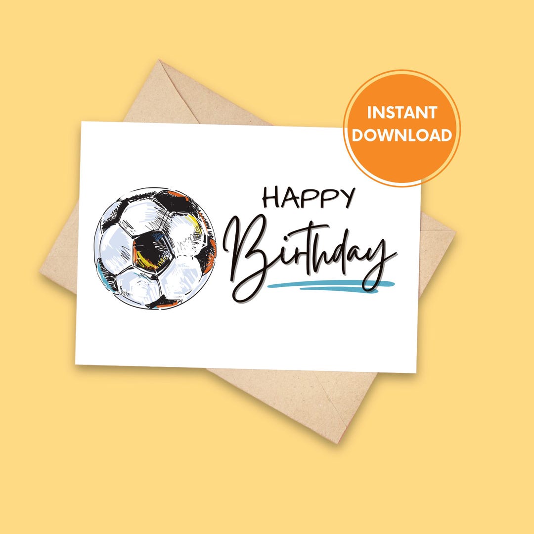 Soccer Birthday Card, Printable Soccer Birthday Card, Digital Download ...