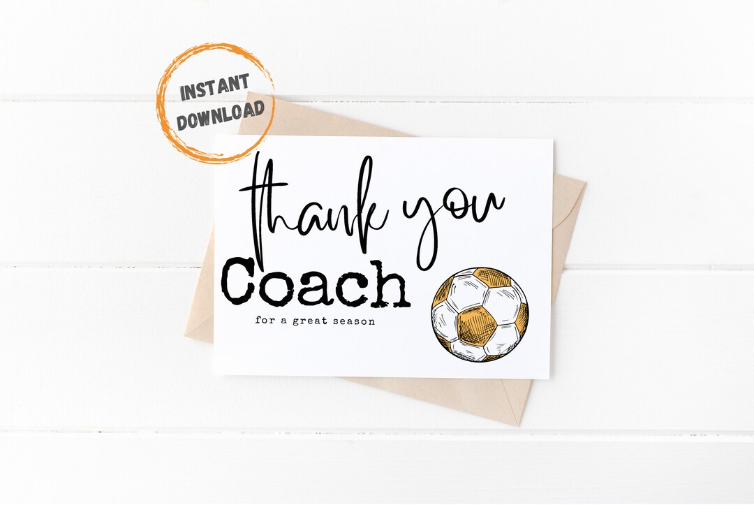 Soccer Coach Card, Thank You Coach Gift, Digital Download, Coach Gift ...