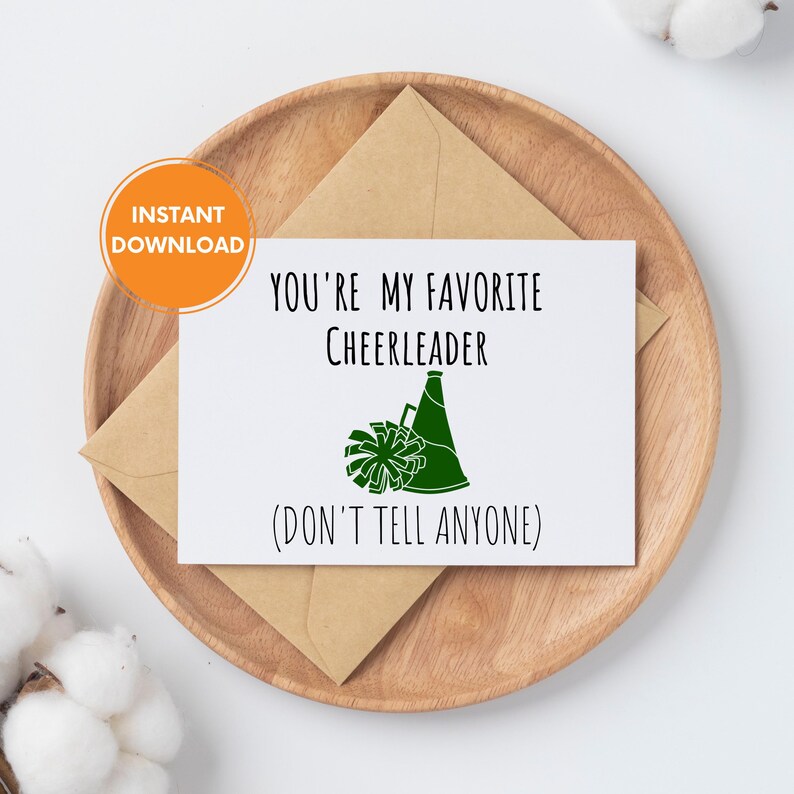 Cheer Card, Instant Download Printable Card, Cheerleader Blank Thank ...