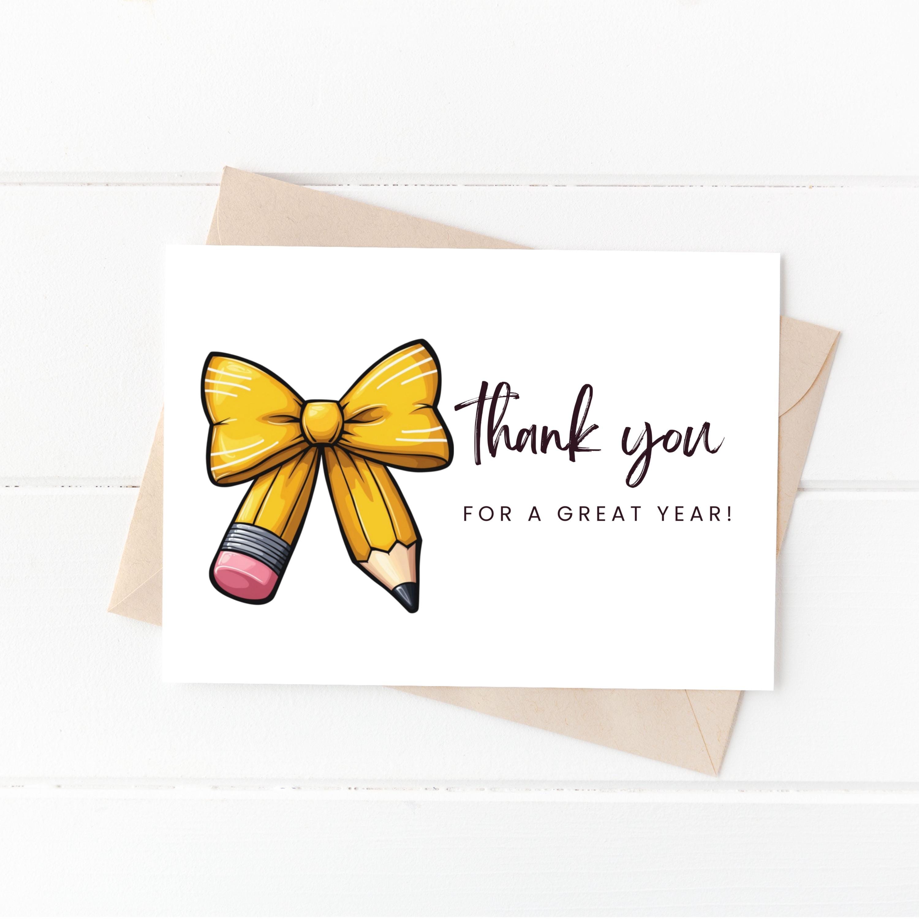 Teacher Thank You Card Printable, Digital Notecard, Thank You Note for ...