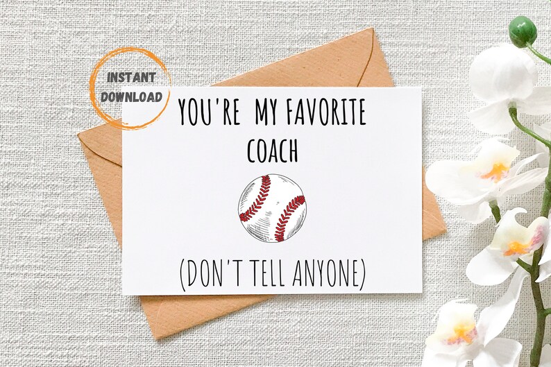 Baseball Coach Card Printable Card Digital Download - Etsy